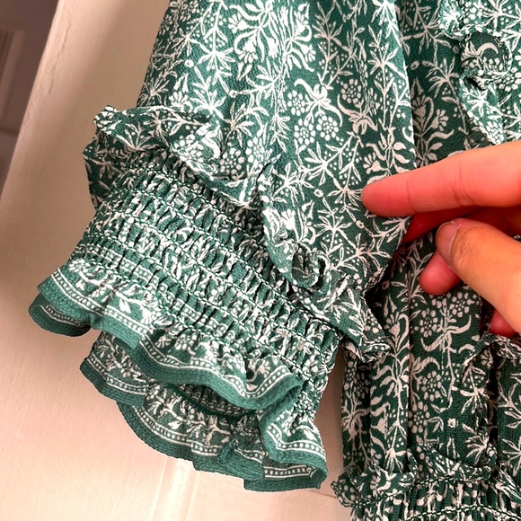 Max Studio | Dresses | Max Studio Green Floral Print Ruffle Maxi Dress ...